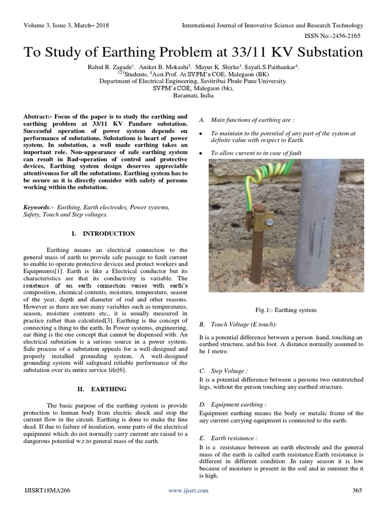 Earthing System Analysis for 33/11 KV Substation | PDF ...