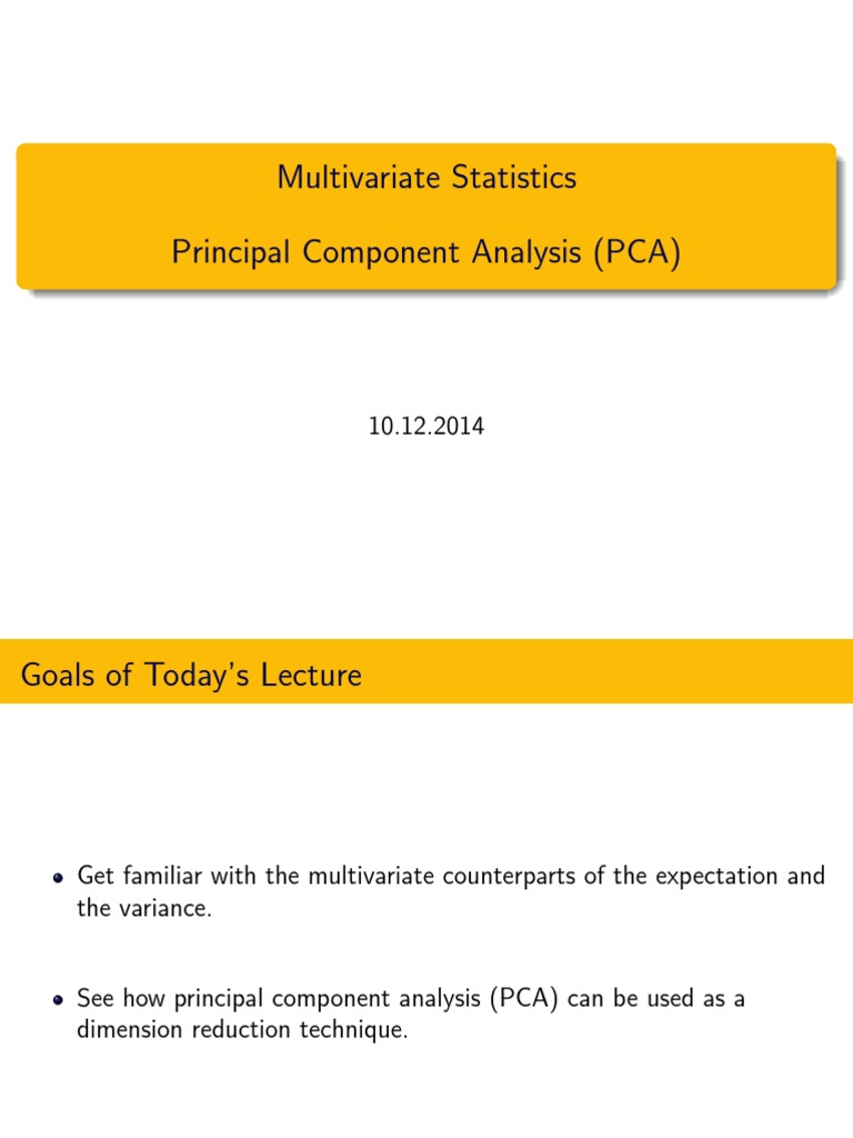 Multivariate Statistics Principal Component Analysis (PCA) | PDF | Principal Component Analysis ...