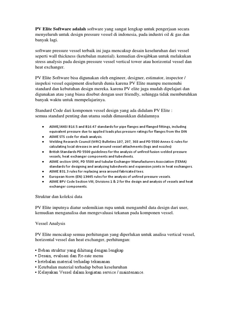 PV Elite Software Adalah | PDF