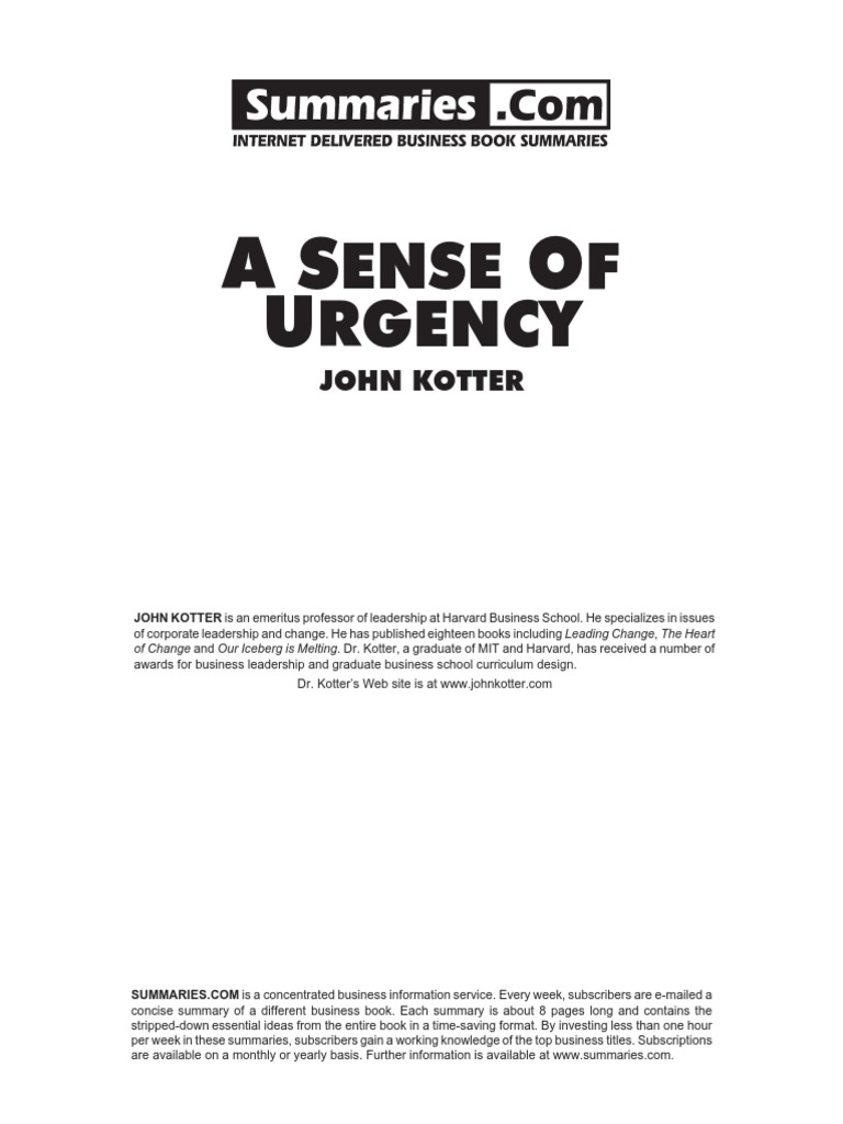 A Sense of Urgency | PDF