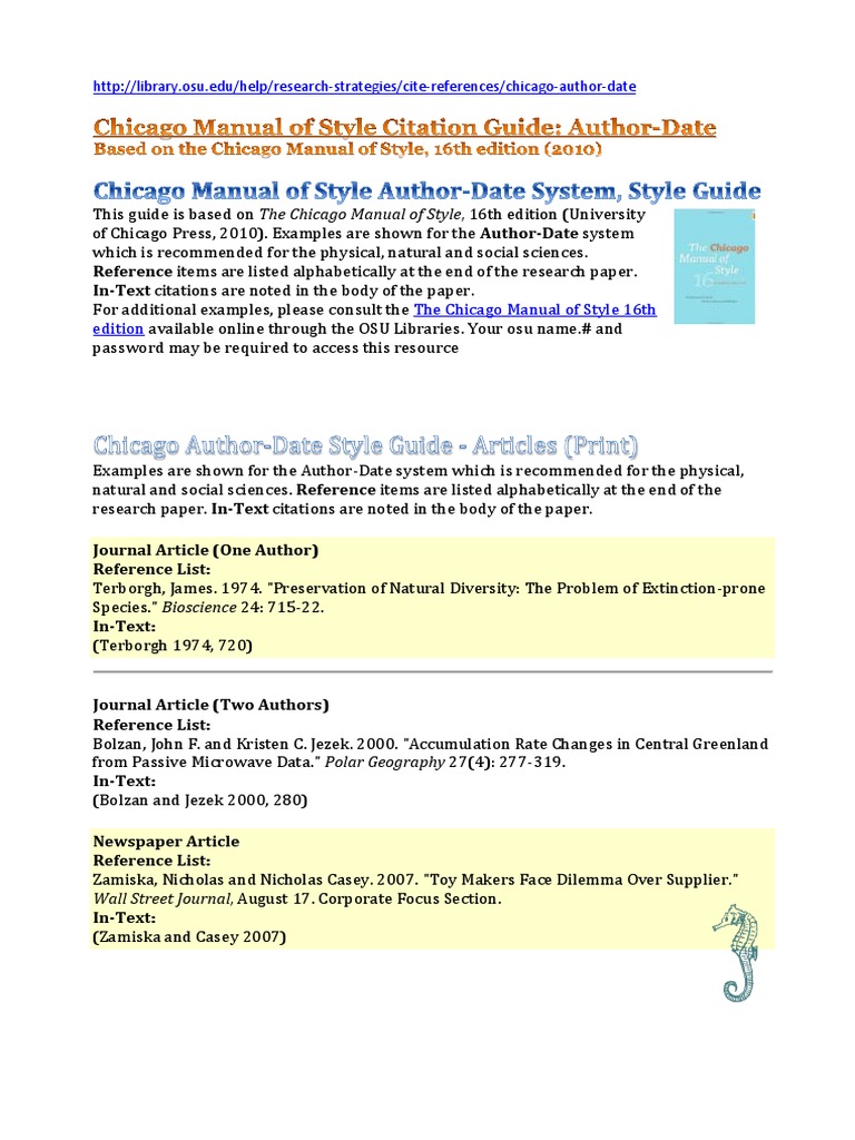 Chicago Author-Date Citation Guide | PDF | Academic Publishing | Academia