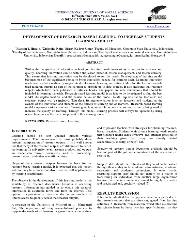 Development of Research Based Learning To Increase Students Learning ...