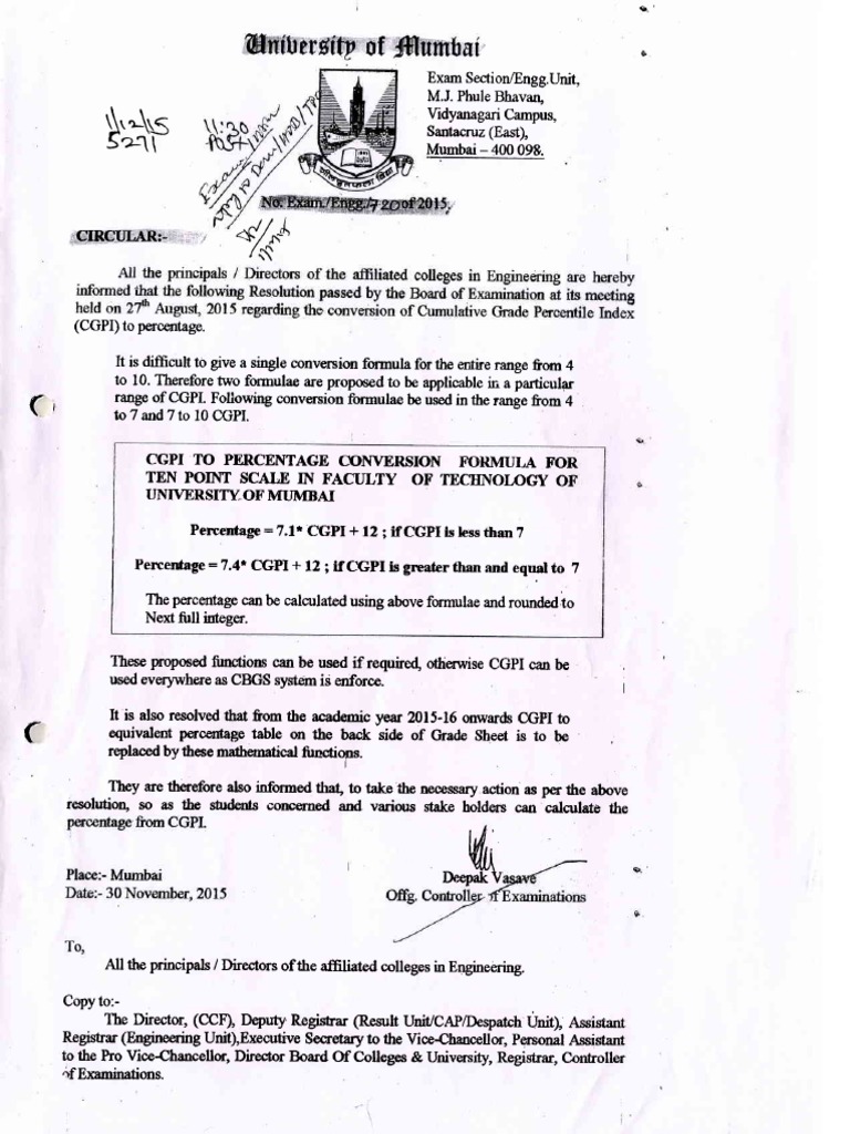 CGPI To Percentage Mumbai University | PDF | Teaching Mathematics | Schools