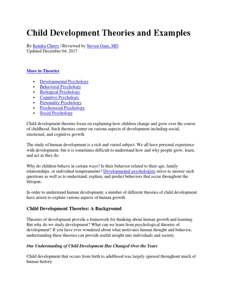 Child Development Theories and Examples | PDF | Child Development ...
