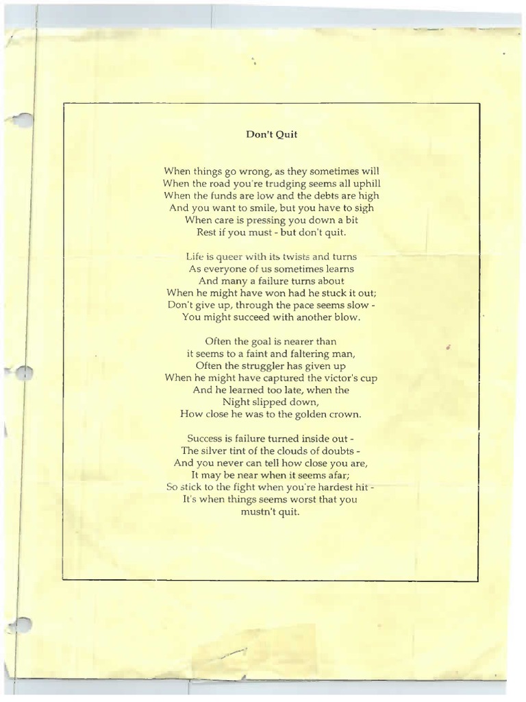 Dont Quit Poem | PDF