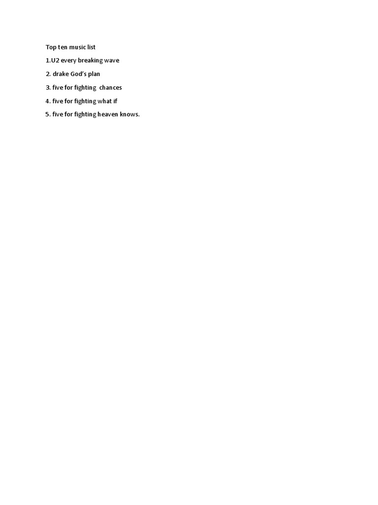 Top Ten Music List | PDF