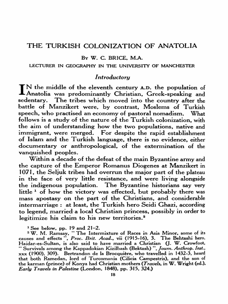 The Turkish Colonisation of Anatolia PDF | PDF | Anatolia | Turkey
