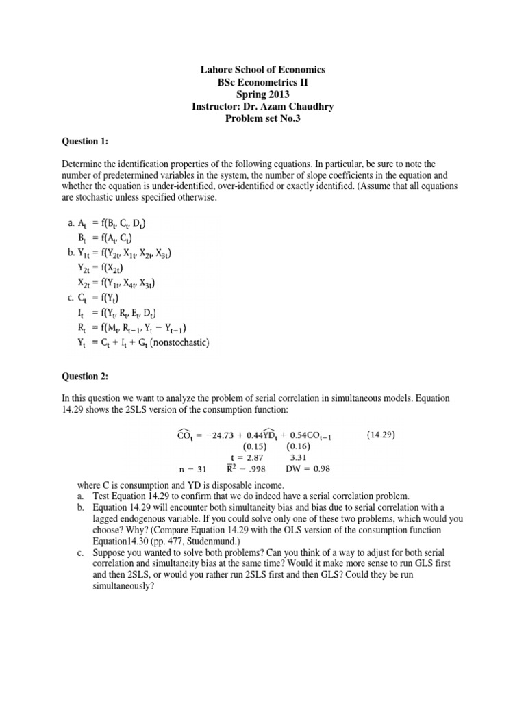 Econometrics II Problem Set 3 | PDF | Correlation And Dependence | Economics