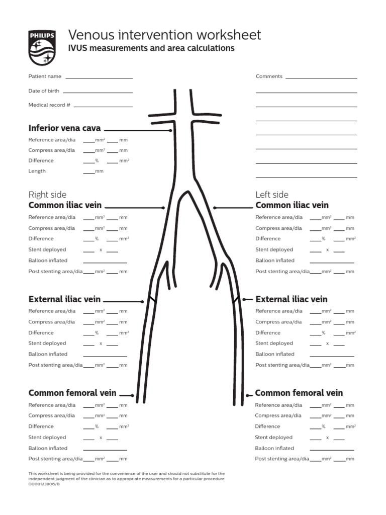 Lower Extremity Venous Worksheet | PDF | Vein | Angiology