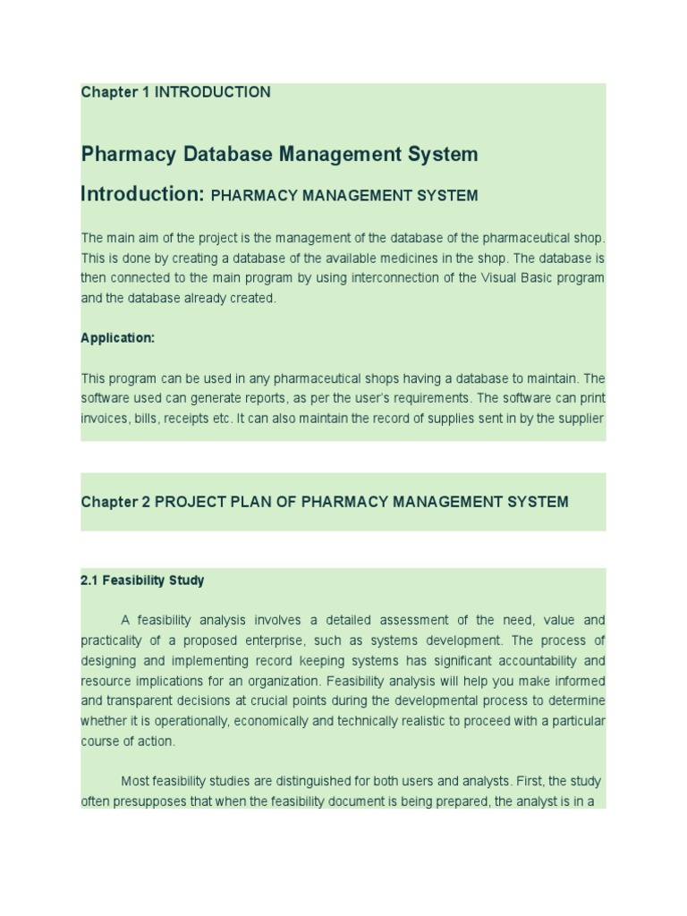 Pharmacy Management System Overview | PDF | Microsoft Access ...