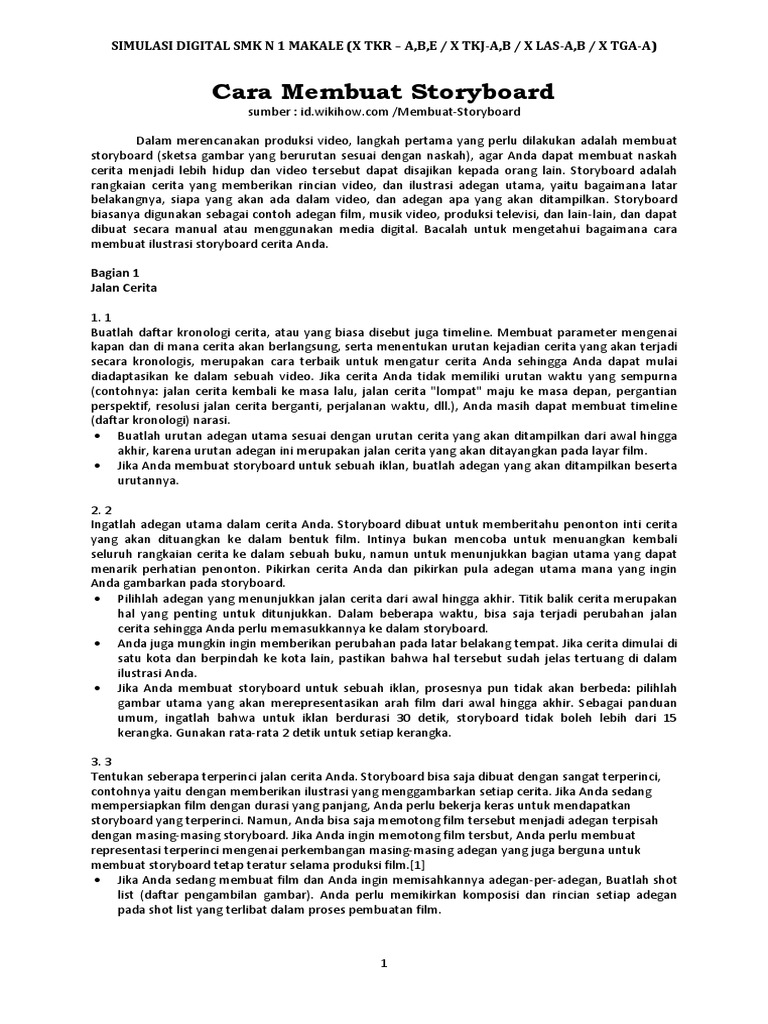 Cara Membuat Storyboard | PDF