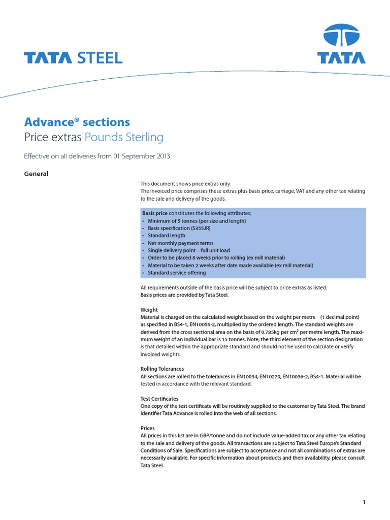 Tata Steel Price List | PDF | Value Added Tax | Invoice
