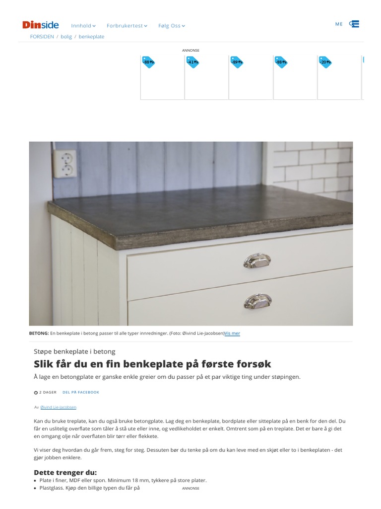 Støpe Benkeplate I Betong - Slik Får Du en Fin Benkeplate På Første ...