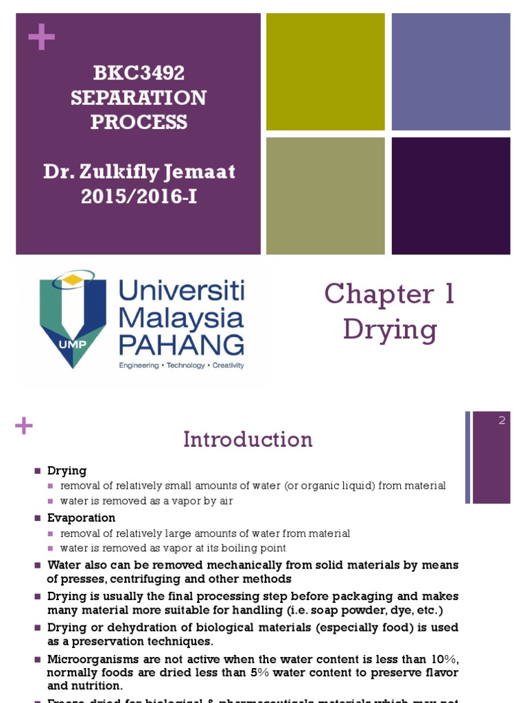 Drying: BKC3492 Separation Process Dr. Zulkifly Jemaat 2015/2016-I ...