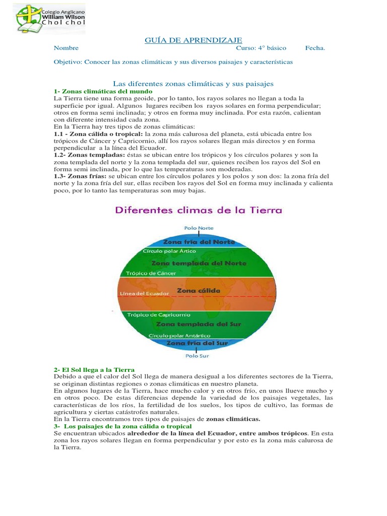 Guía de Aprendizaje Zonas Climaticas | PDF | Zona tropical | Clima