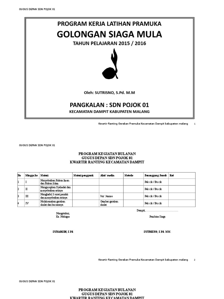 Program Kegiatan Siaga Mula | PDF
