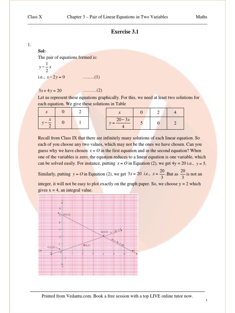 Linear Equation With Two Variables | PDF | Line (Geometry) | Equations