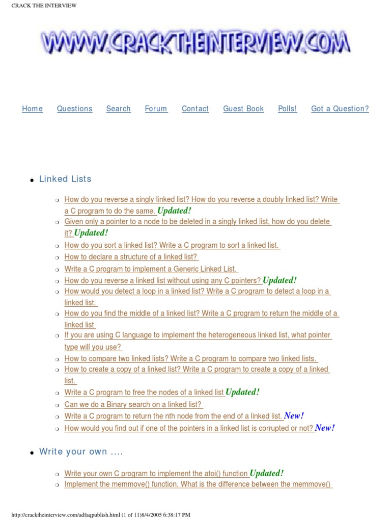Crack The Interviews Pdf Pointer Computer Programming C Programming Language