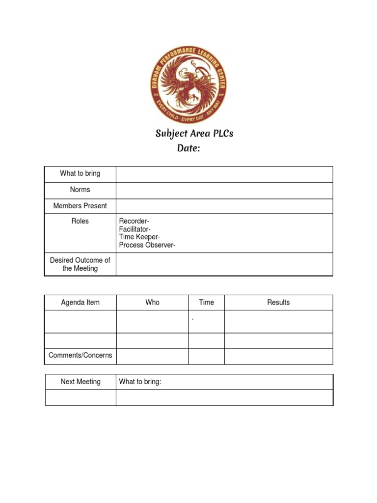 DPLC PLC Agendas | PDF