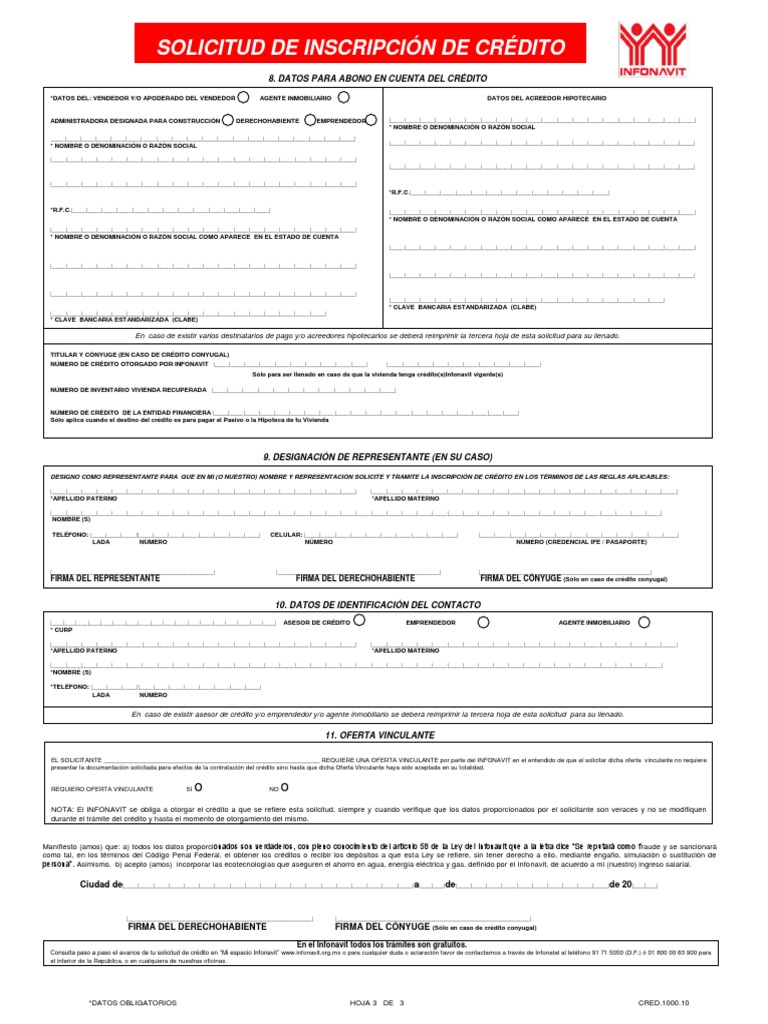 Solicitud de Credito Infonavit (Ultima Hoja | PDF | Business