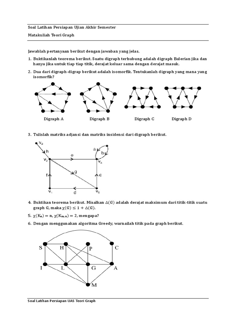 Soal Latihan Persiapan Ujian Akhir Semester Teorii Graph PDF | PDF