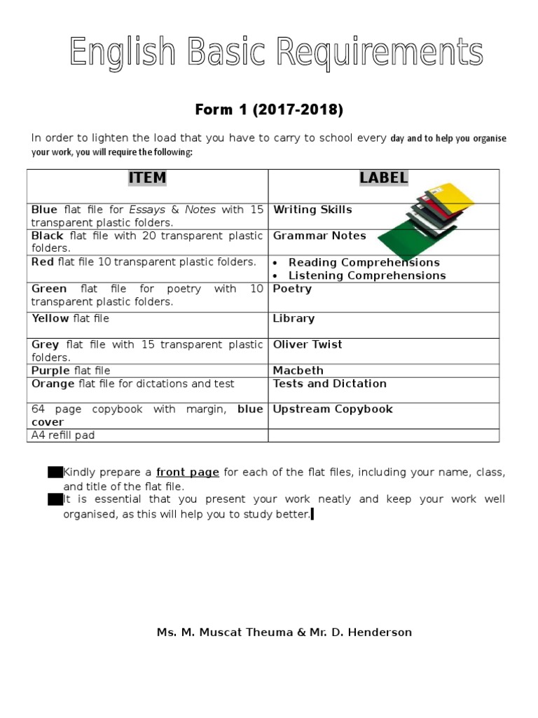 Basic Requirements Form 1 | PDF
