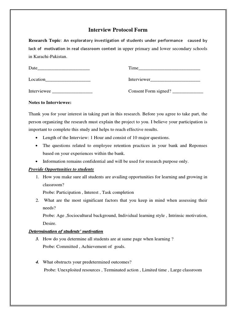 Interview Protocol Form Mine | PDF
