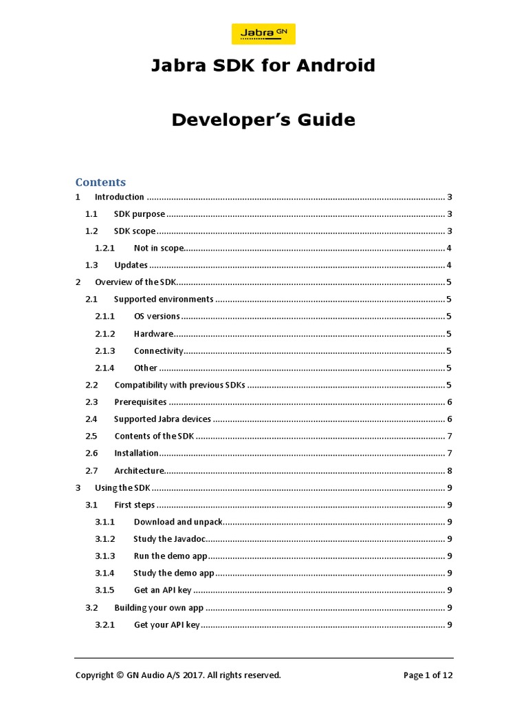 Jabra Android SDK Developers Guide | PDF | Software Development Kit | Android (Operating System)