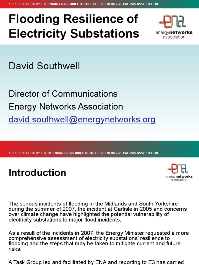 Flooding Resilience Of Electricity Sub Stations Pdf Electrical Grid