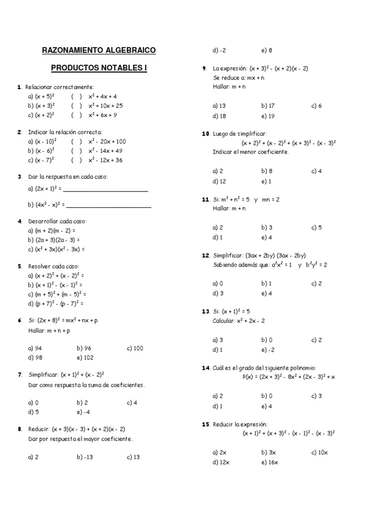 RAZONAMIENTO ALGEBRAICO | PDF | Ajedrez | Juegos y actividades