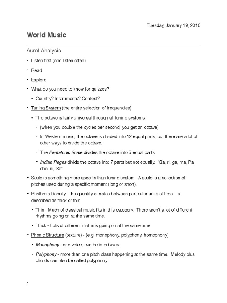 World Music: Aural Analysis | PDF | String Instruments | Sound