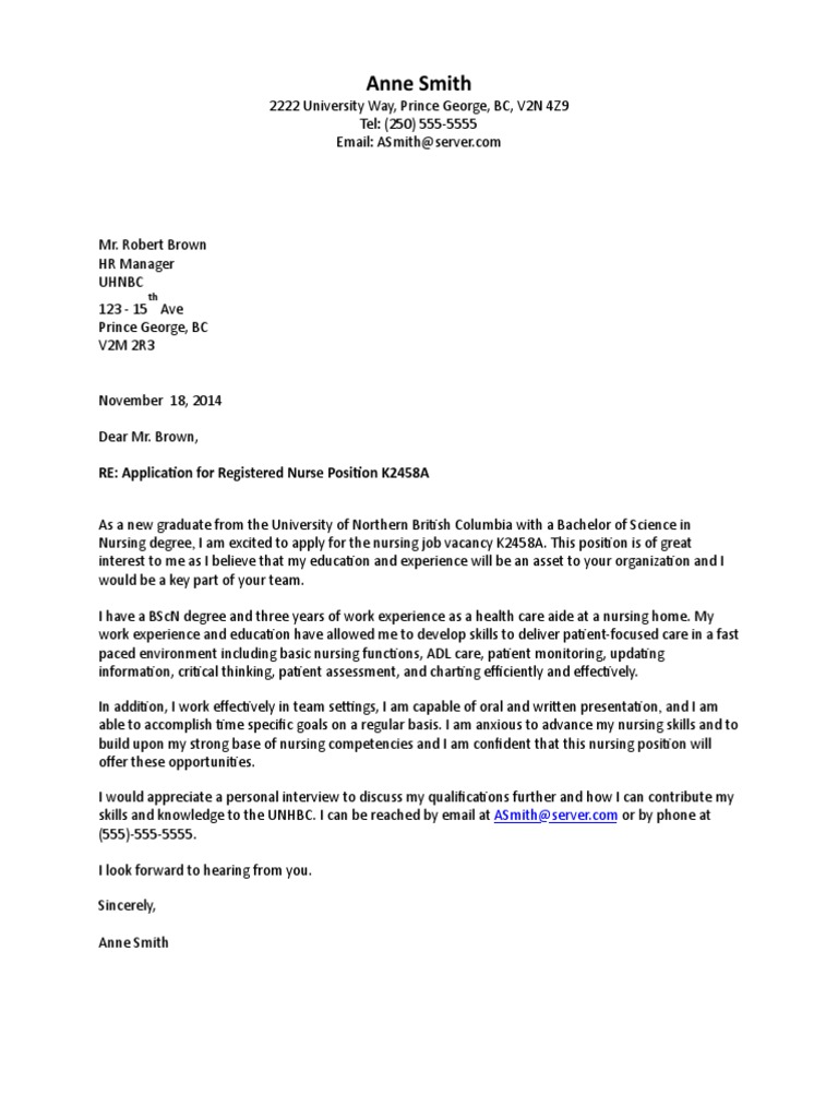 Sample Cover Letter Nursing Graduate-3 | PDF | Nursing | Health Care