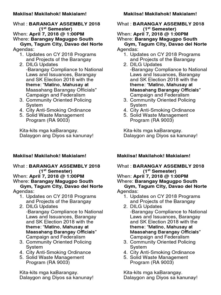 Barangay Assembly | PDF | Business | Nature