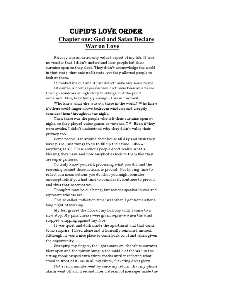 Cupid's Love Order: Chapter One: God and Satan Declare War On Love ...