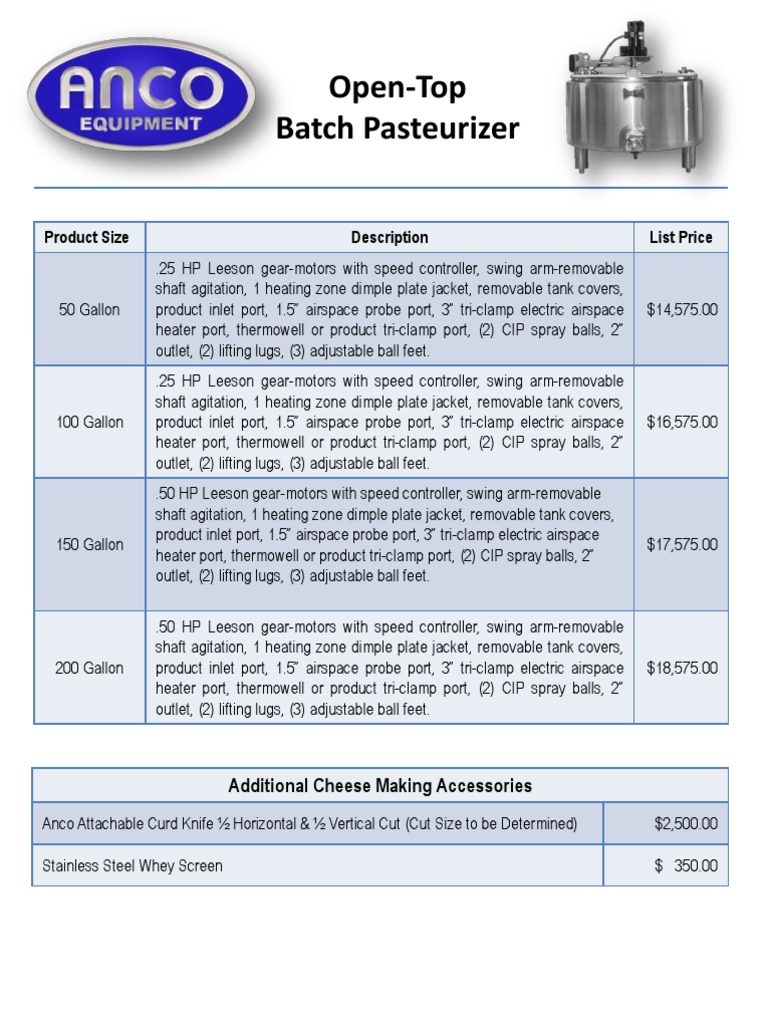 Commercial Batch Pasteurizers & Prices | PDF | Nature