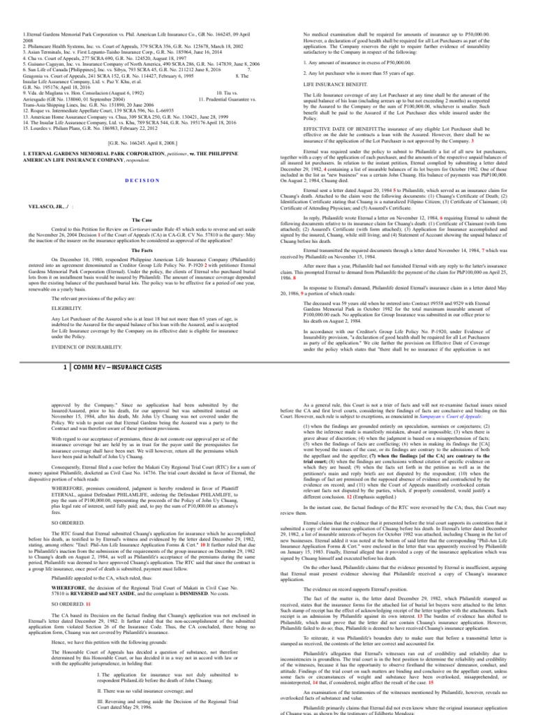 Ccheti: 1 Comm Rev - Insurance Cases | PDF | Insurance | Rescission