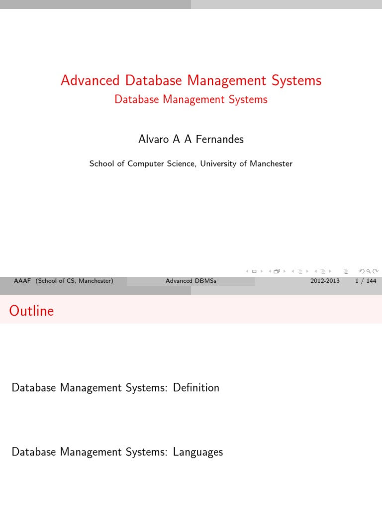 ADBMS Slides Week 1 | PDF | Relational Database | Databases ADBMS Slides Week 1 | PDF | Relational Database | Databases
