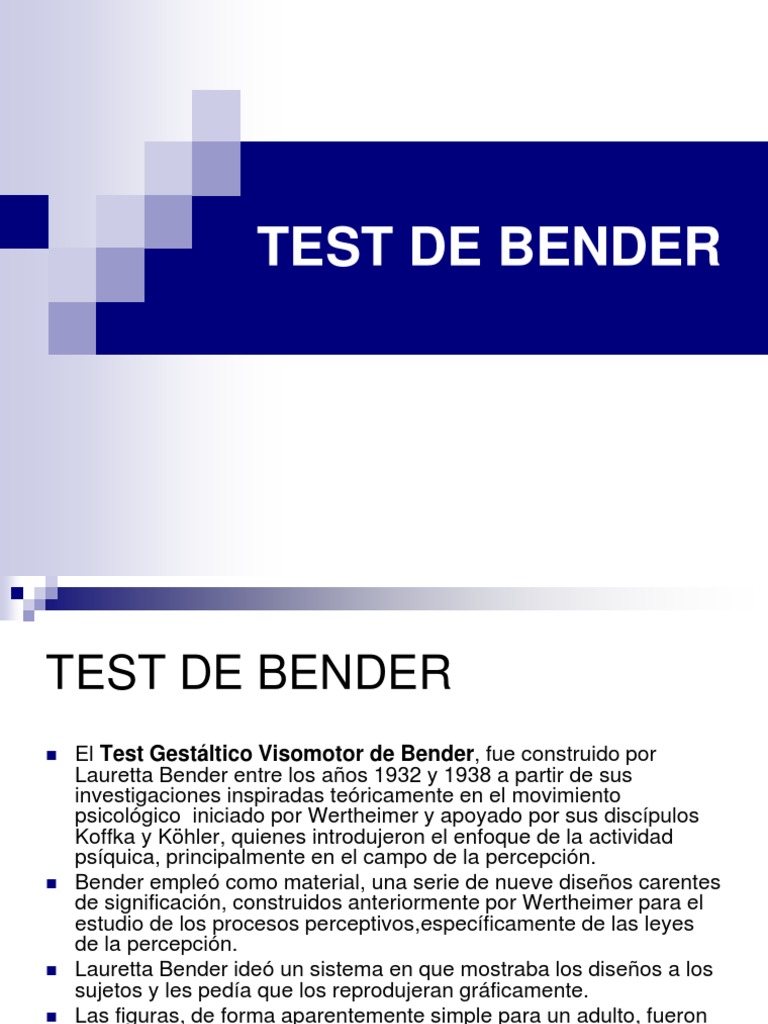 Test Gestaltico Visomotor de Bender | PDF | Diseño | Percepción