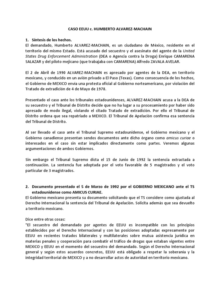 Soberania. Caso Eeuu C. Humberto Alvarez Machain | PDF | Administración ...