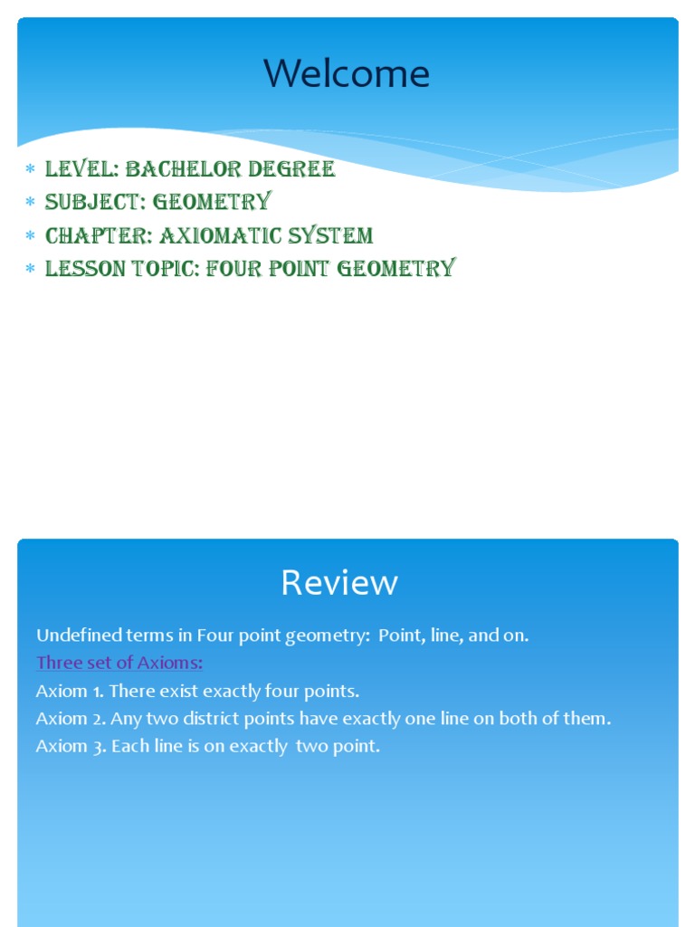 Geometry: Four Point Axioms | PDF