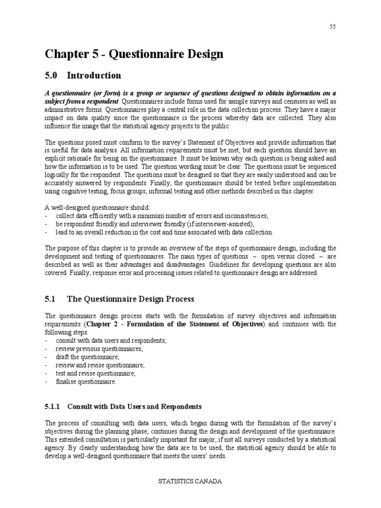 Chapter 5 - Questionnaire Design | PDF | Survey Methodology | Questionnaire