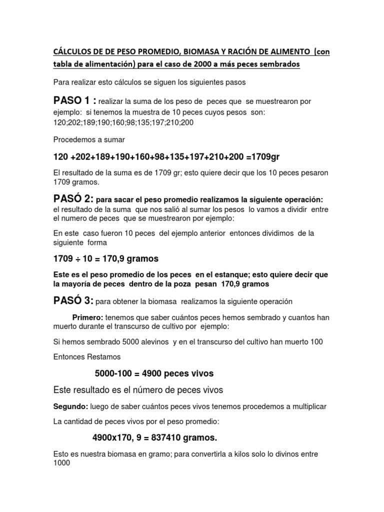 Cálculos de Peso Promedio | PDF | Naturaleza