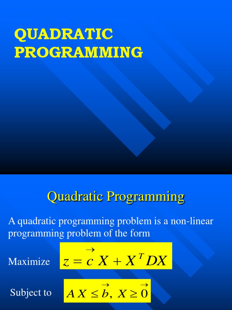 L32 Quadratic Programming Modified Simplex Algorithm Pdf Systems Analysis Mathematical