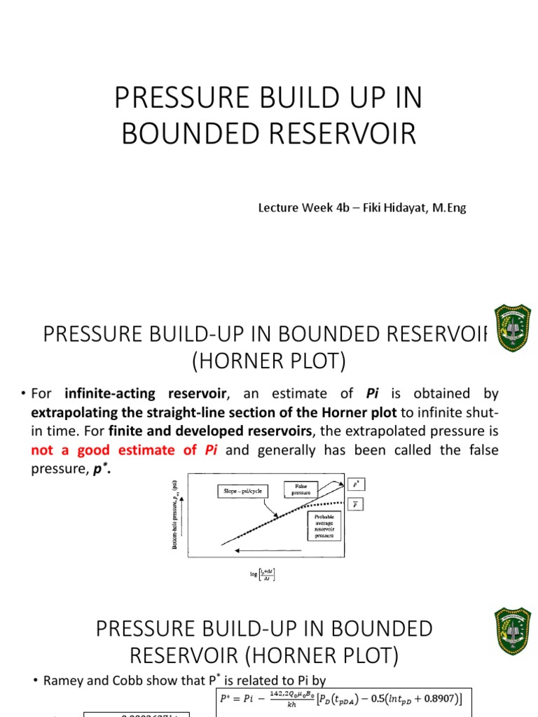 Pressure Build Up in Bounded Reservoir: Lecture Week 4b - Fiki Hidayat ...