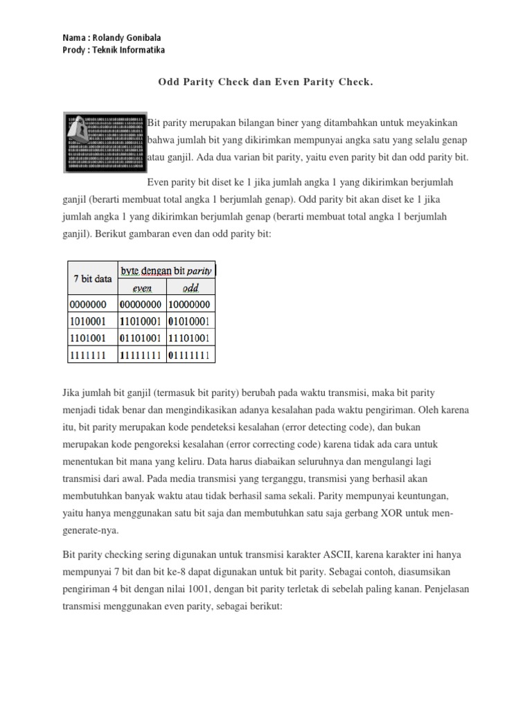 Odd Parity Check Dan Even Parity | PDF