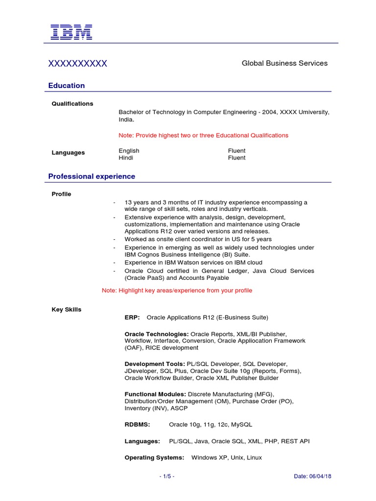 Oracle EBS Technical Consultant Resume | PDF | Oracle Database ...