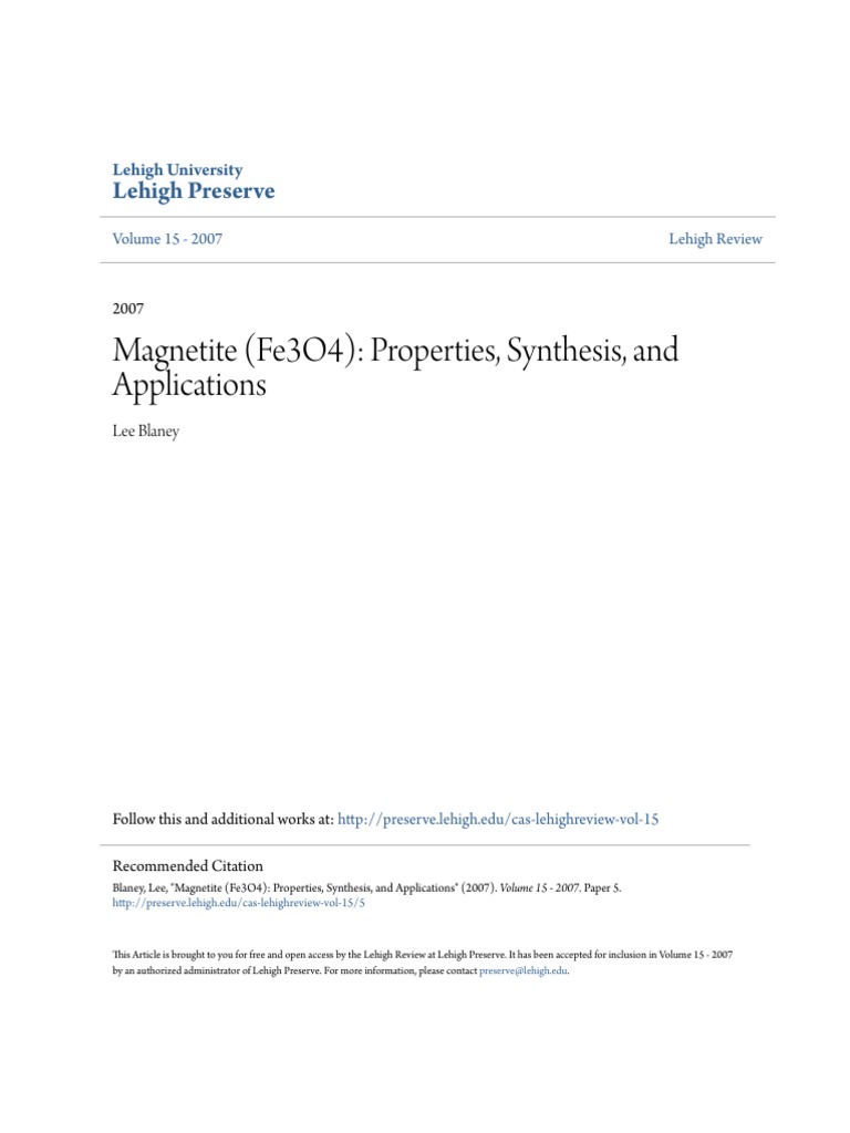Magnetite (Fe3O4) - Properties Synthesis and Applications | PDF ...