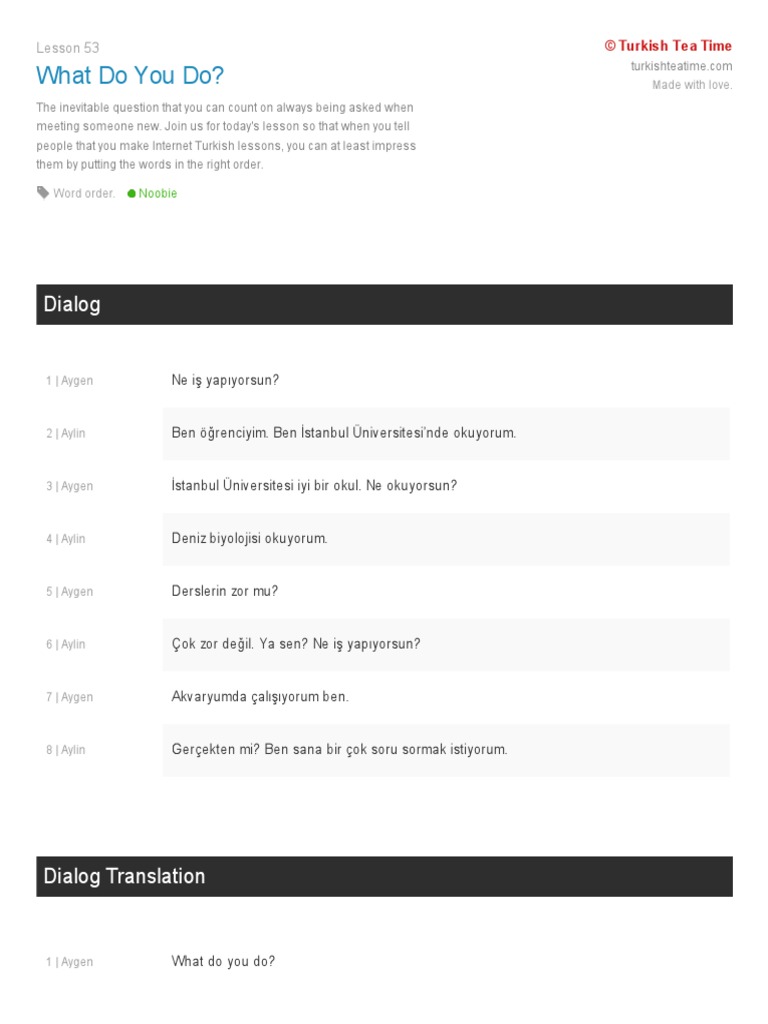 053 What Do You Do Pdf Pdf Verb Subject Grammar