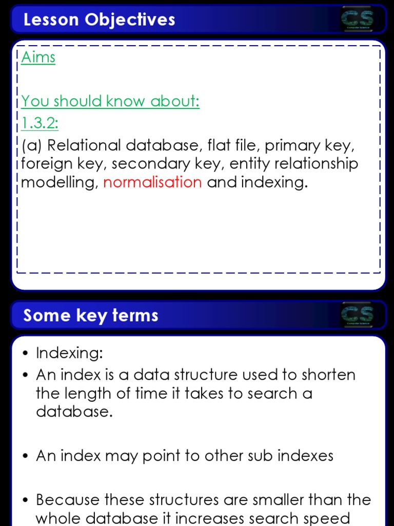 Lesson 2 - Normalisation | PDF | Database Index | Databases