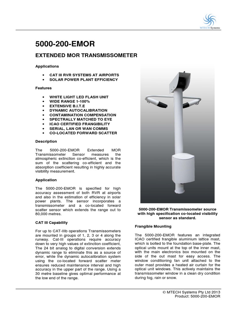 5000 200 Extended MOR Transmissometer | PDF | Light Emitting Diode | Light